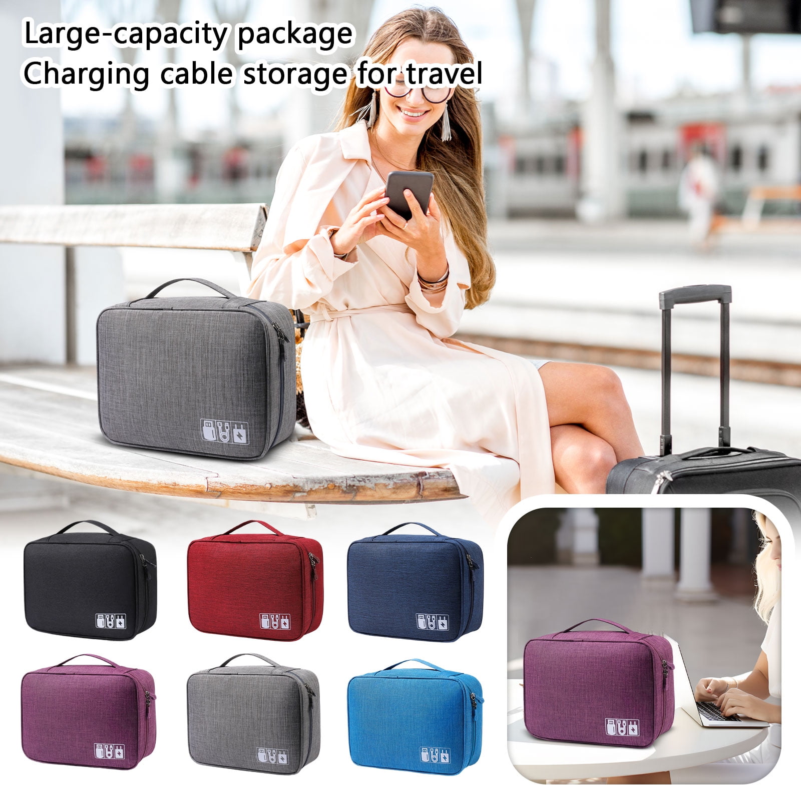 7.8" Electronic Accessories Organizer, Portable Travel Cable Storage ...