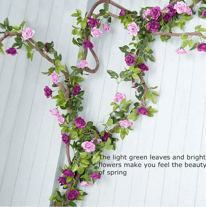 7.8 FT Fake Rose Vine – Artificial Flower Hanging Ivy, Silk & Plastic ...