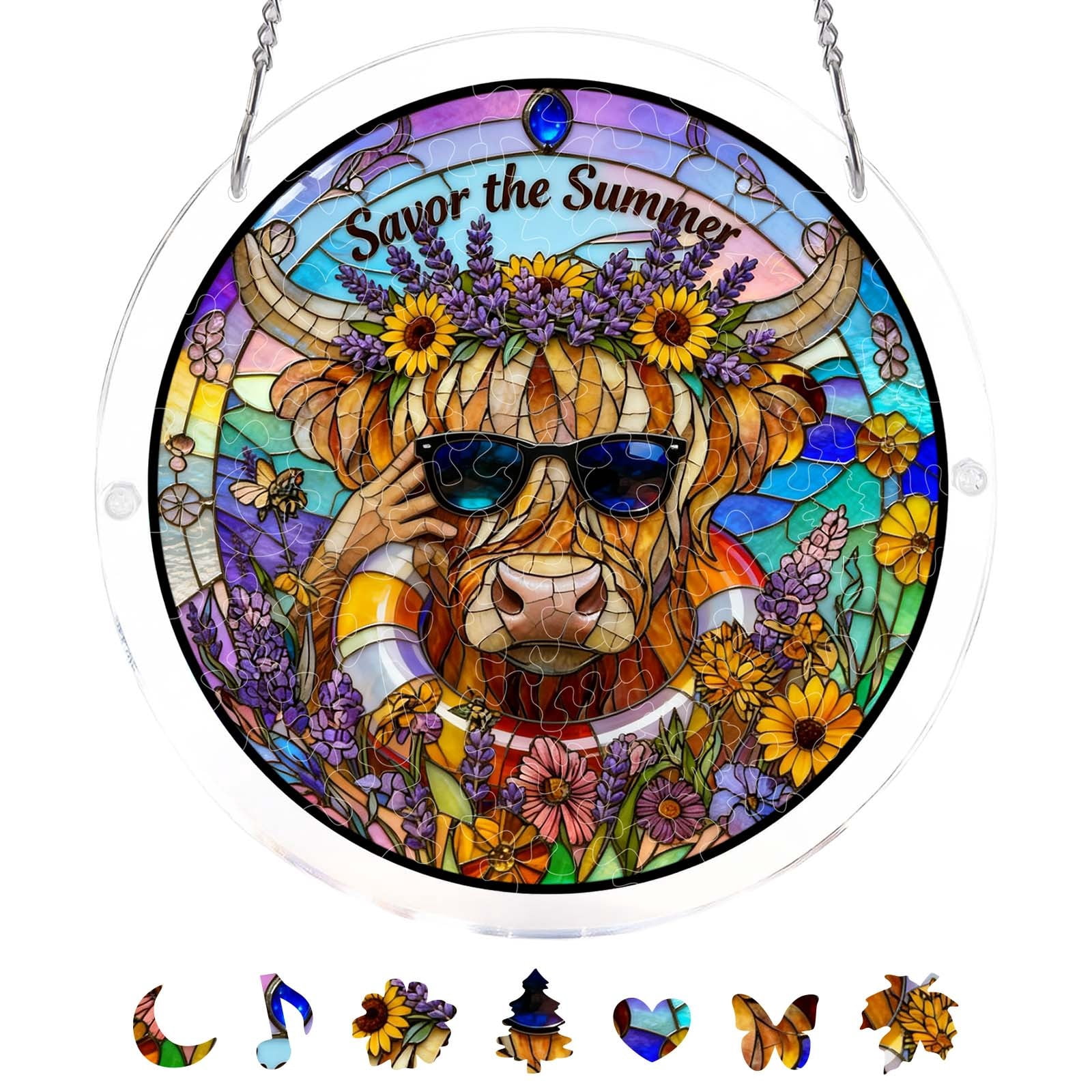 7.8 Inch 83 Pieces Acrylic Puzzles Suncatcher Sunglasses Cattle Theme ...
