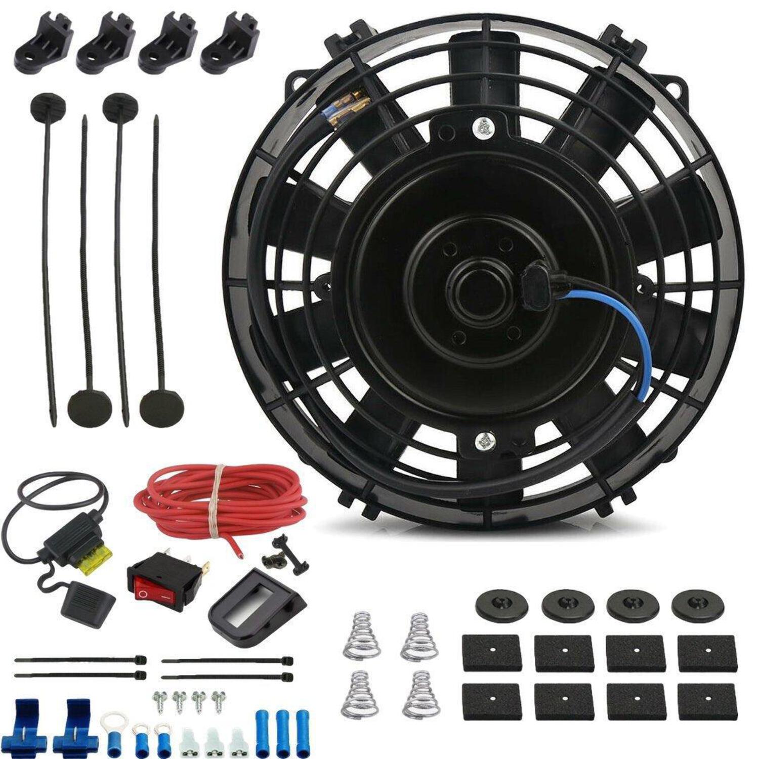 7-8 Inch 90w Electric Cooling Fan 12 Volt Toggle Rocker Switch Wiring ...