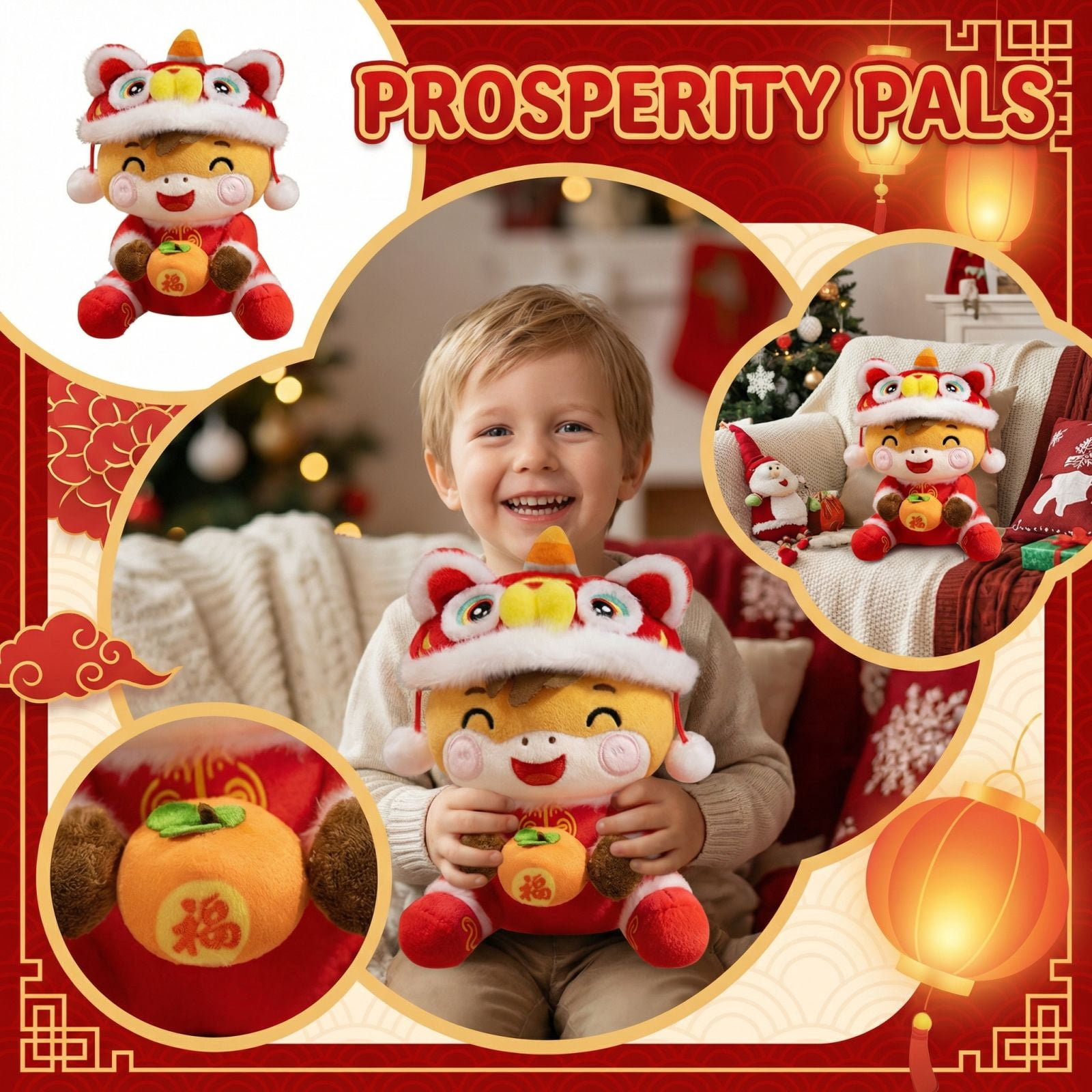 7.8 Inch Chinese New Year Lion Dance Fortune Horse Plush Toy Cute Pony ...