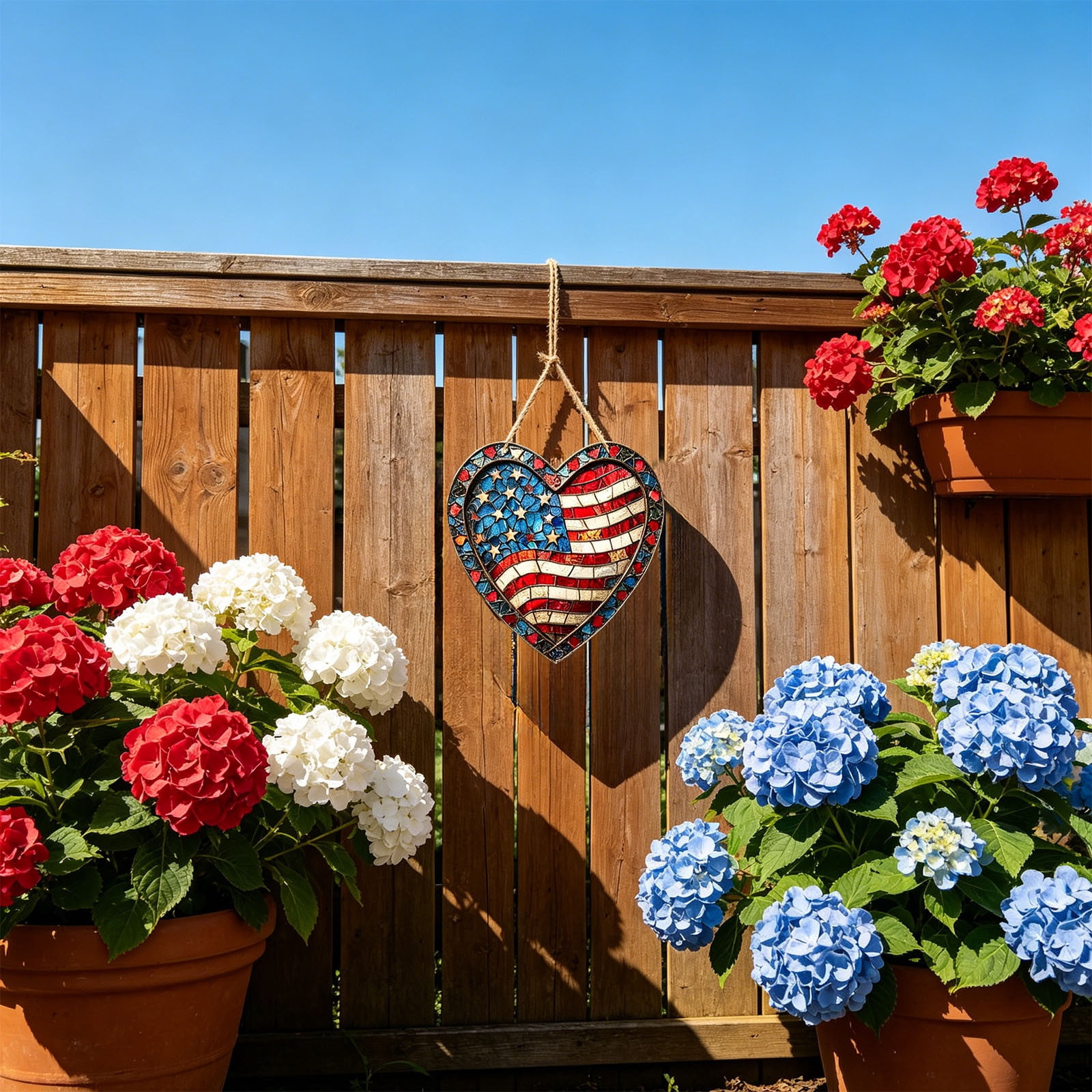 7.8 Inch Heart Shaped 4th of July American Flag, 2D Acrylic Patriotic ...