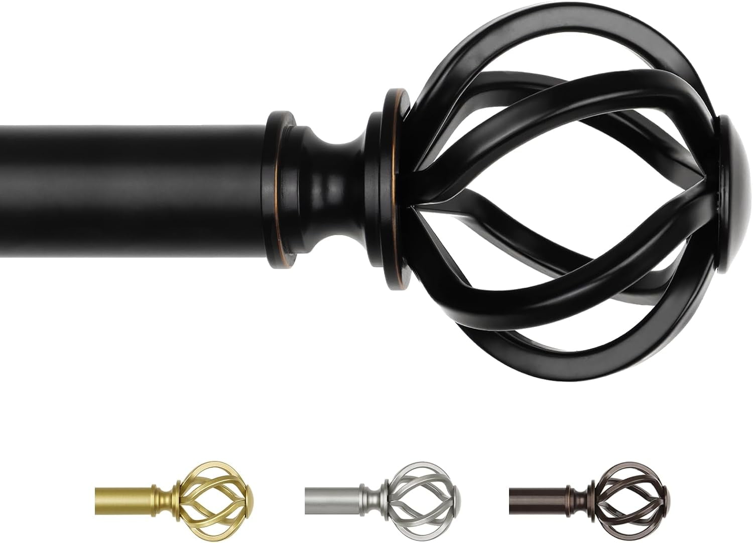 7/8 Inch Heavy Duty Black Curtain Rods for Windows, Telescoping ...