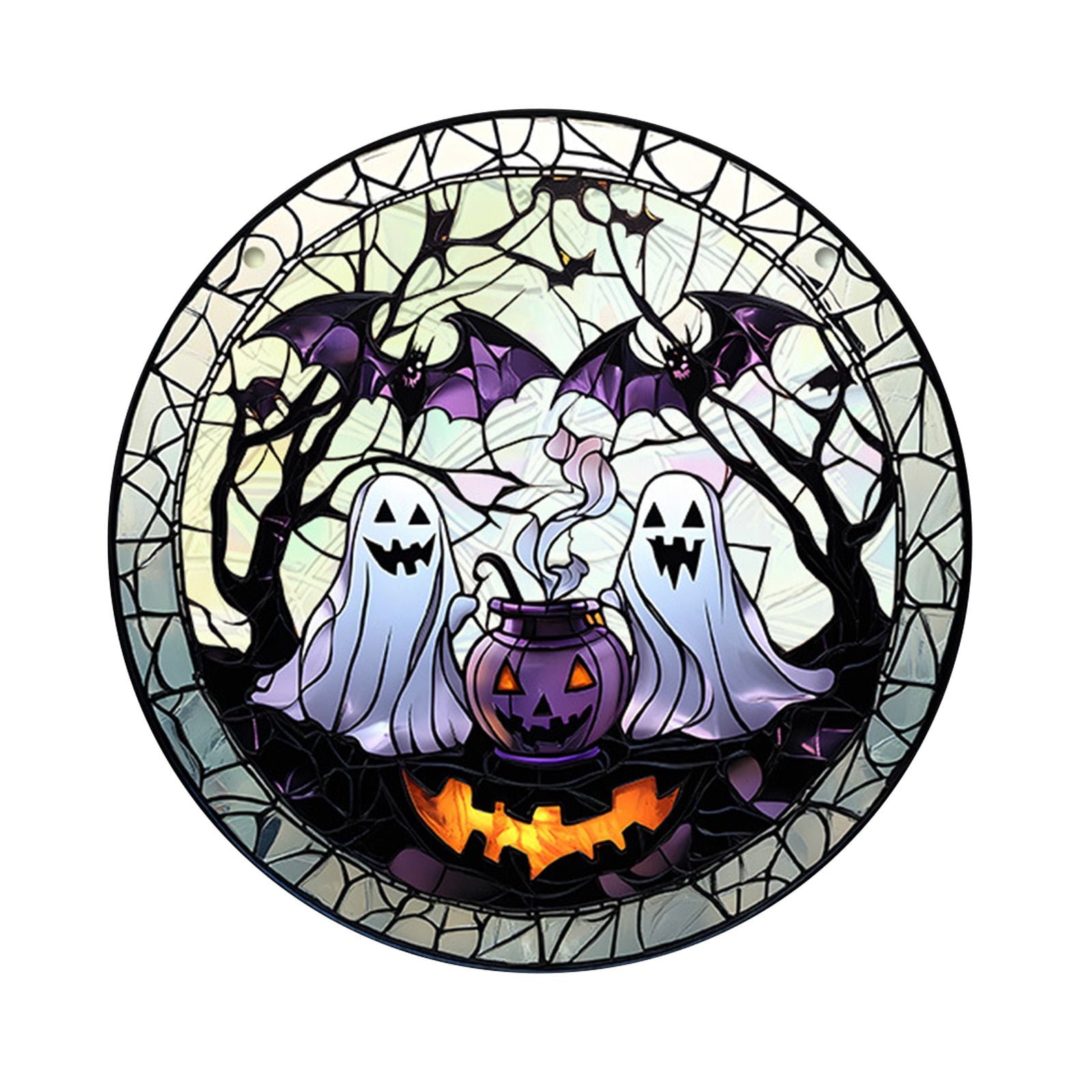 7.8 Inch-Stained Glass Window Hanging - Halloween Decorations Pumpkin ...