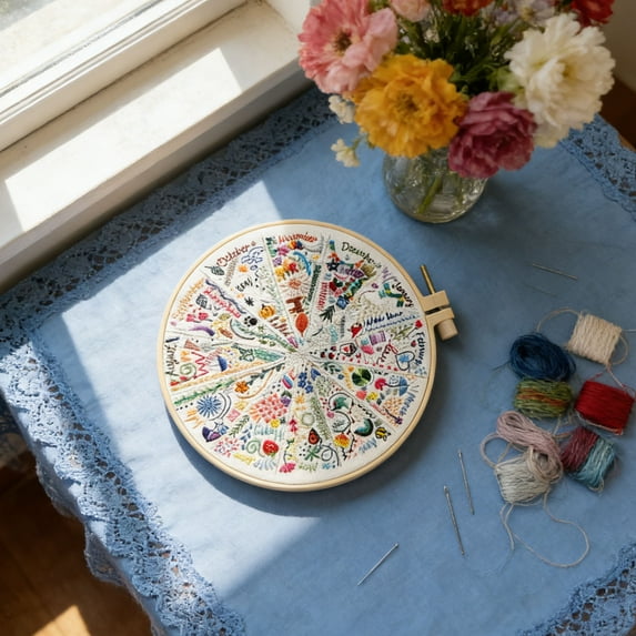 7.8-Inch Stamped Flower Embroidery Kit – Complete Thread & Tool Set for ...