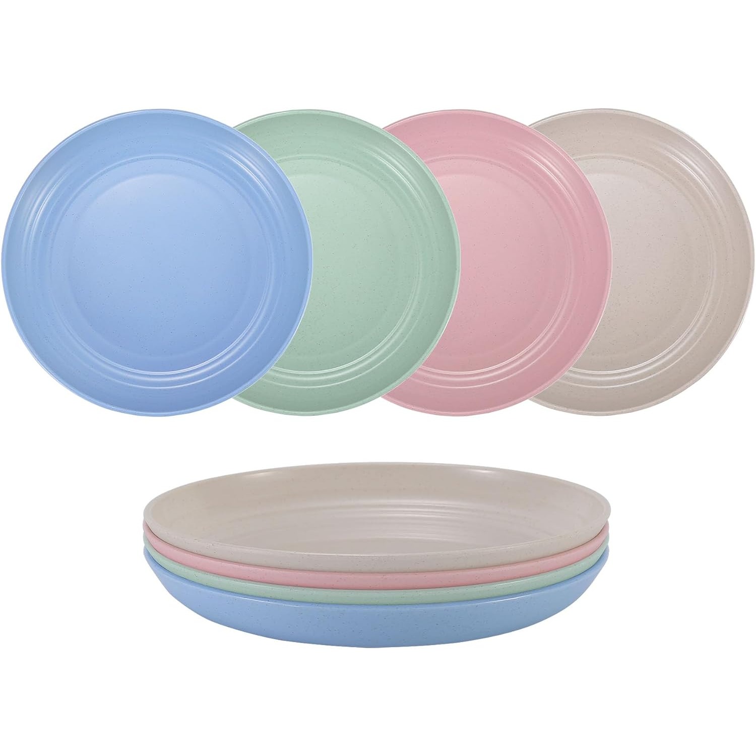7.8 Inches Unbreakable Wheat Straw Plates - Reusable Plate Set ...