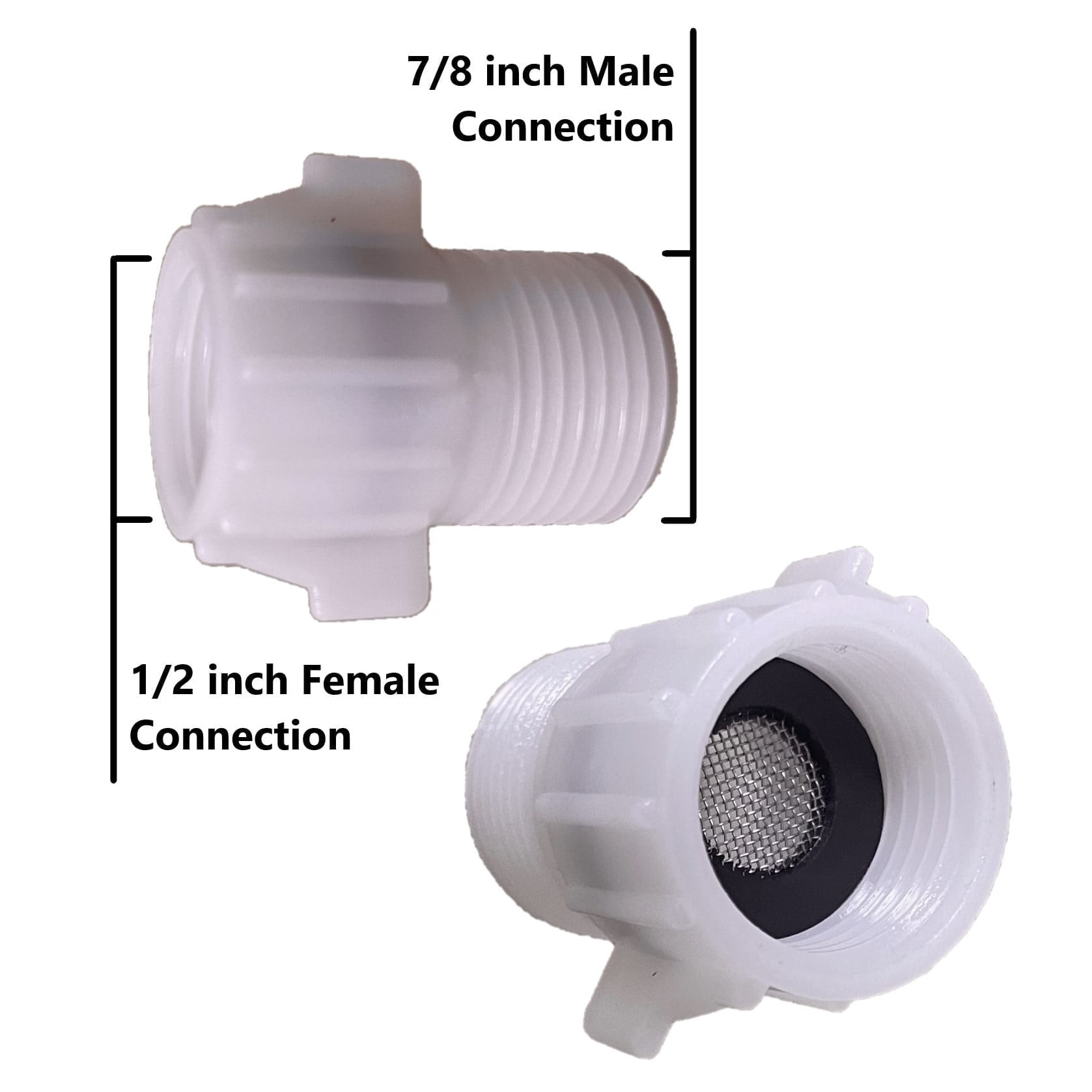 NuFlush 7/8" Male to 1/2" Female Plumbing Thread Fitting with Built-in ...