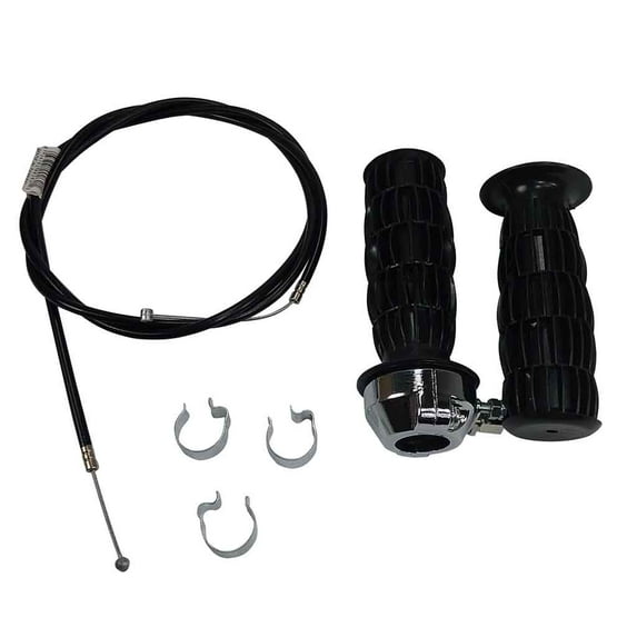 7/8" Mini Bike Throttle Assembly w/ Grips, 53" Cable, 3 Conduit Clips ...