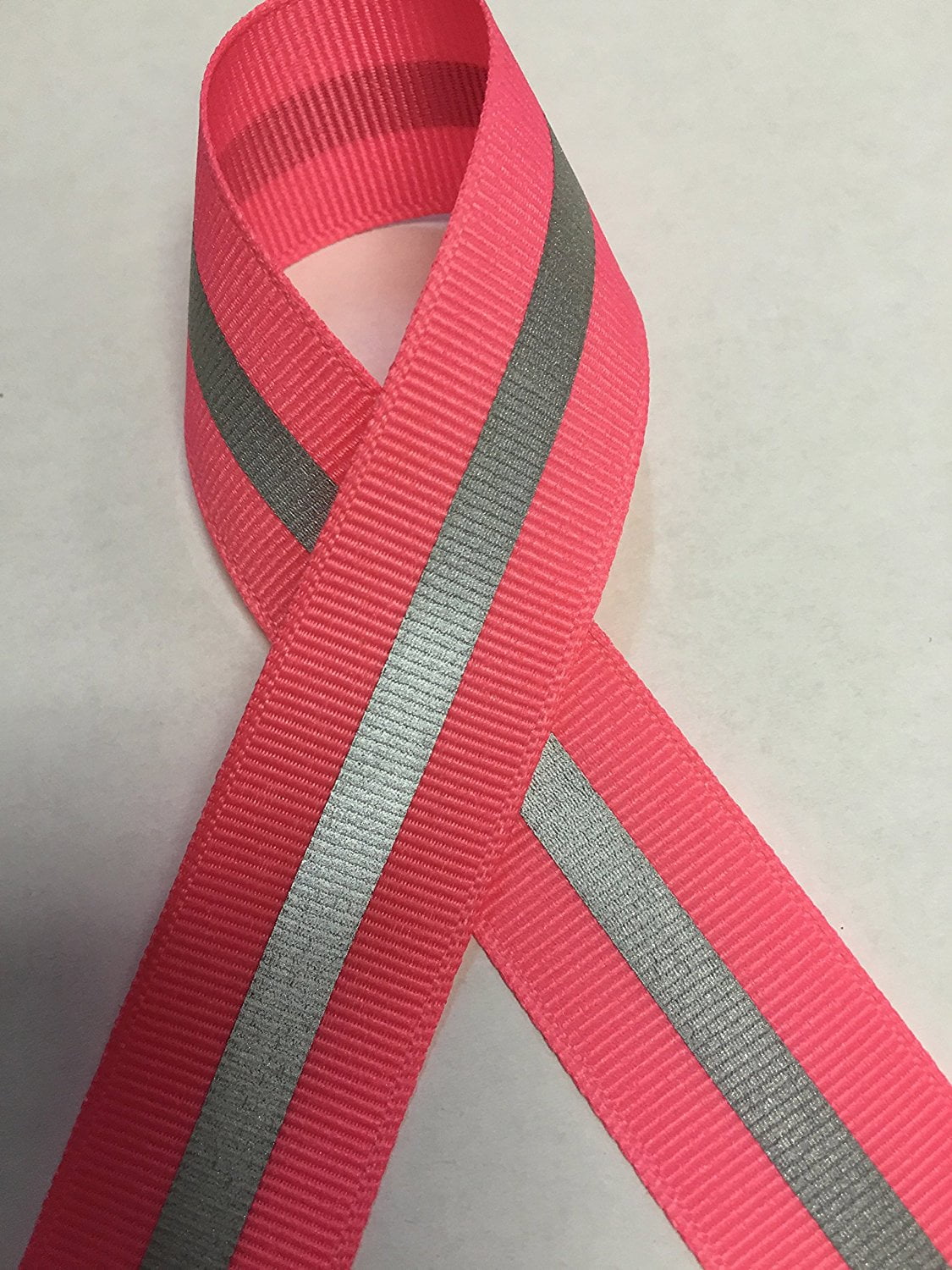 7/8" Neon Pink Reflective Grosgrain Ribbon with 3M Scotchlite ...