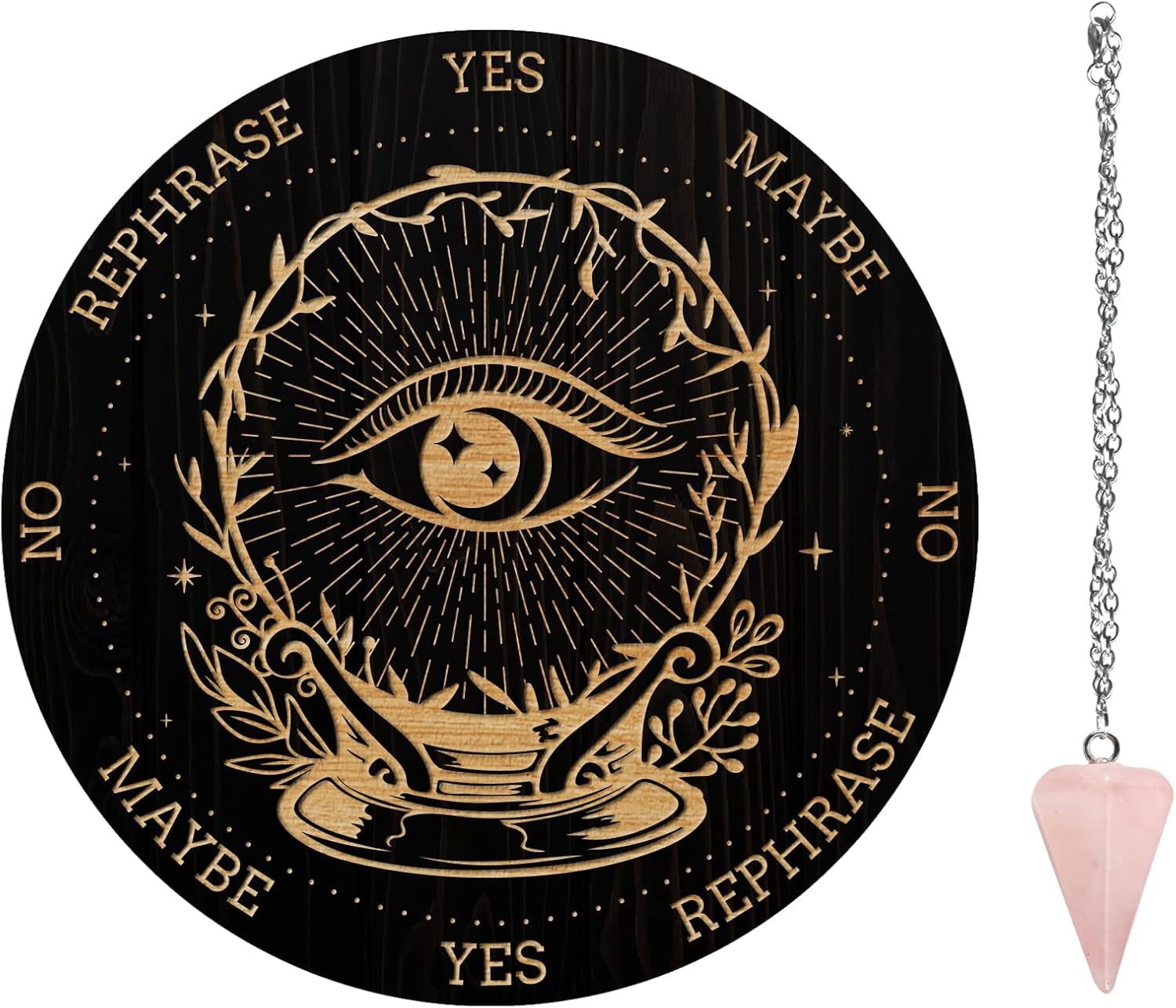 7.8'' Pendulum Board Ball Eye Wooden Dowsing Planchette with Rose ...