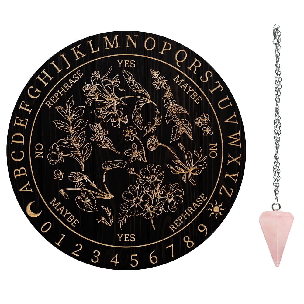 7.8/'' Pendulum Board Plants Wooden Dowsing Planchette with Rose Quartz ...