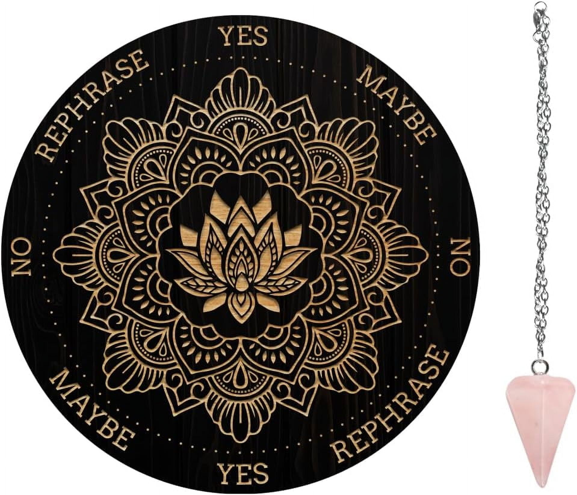 7.8" Pendulum Board Wooden Dowsing Planchette with Rose Quartz Dowsing ...