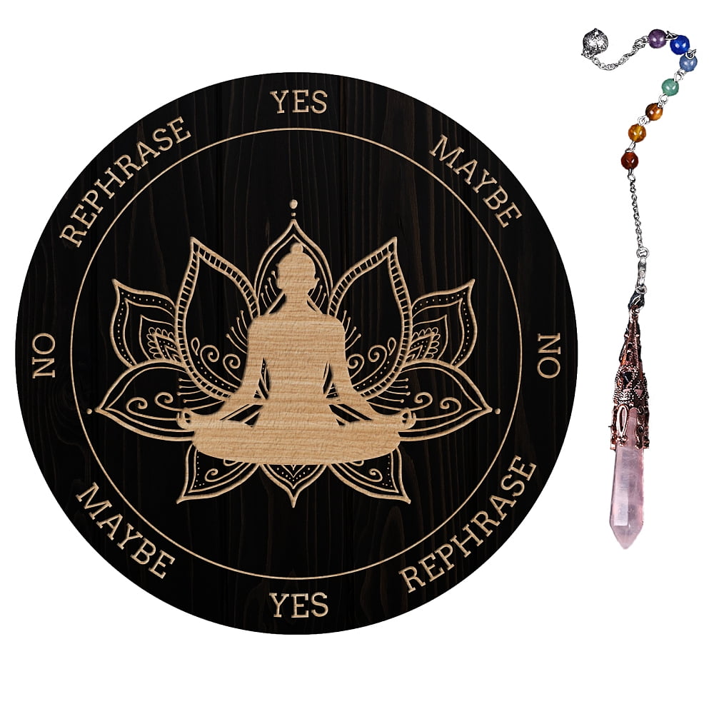 7.8" Pendulum Board Wooden Dowsing Planchette with Rose Quartz Dowsing ...