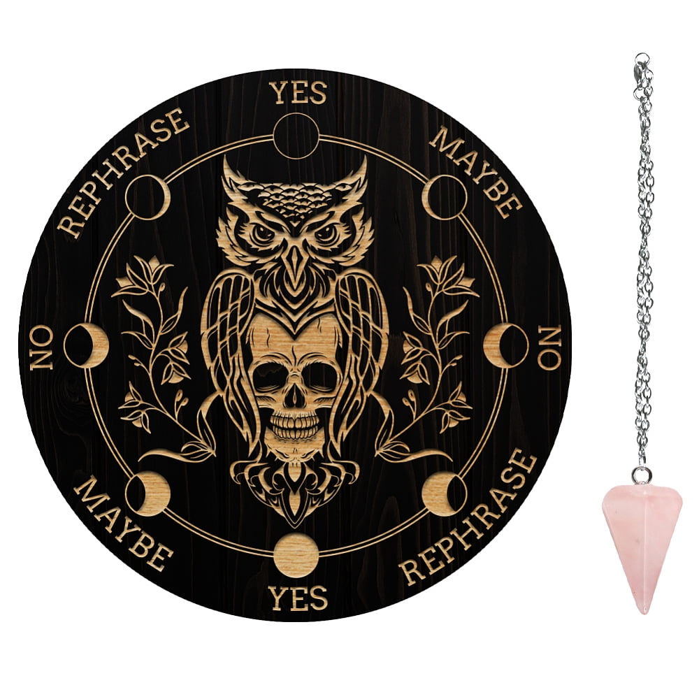 7.8" Pendulum Board Wooden Dowsing Planchette with Rose Quartz Dowsing ...