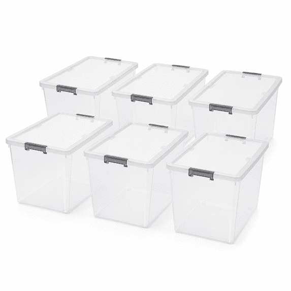7.8 QT 6 Pack Small Storage Bins Plastic Storage Container Stackable ...