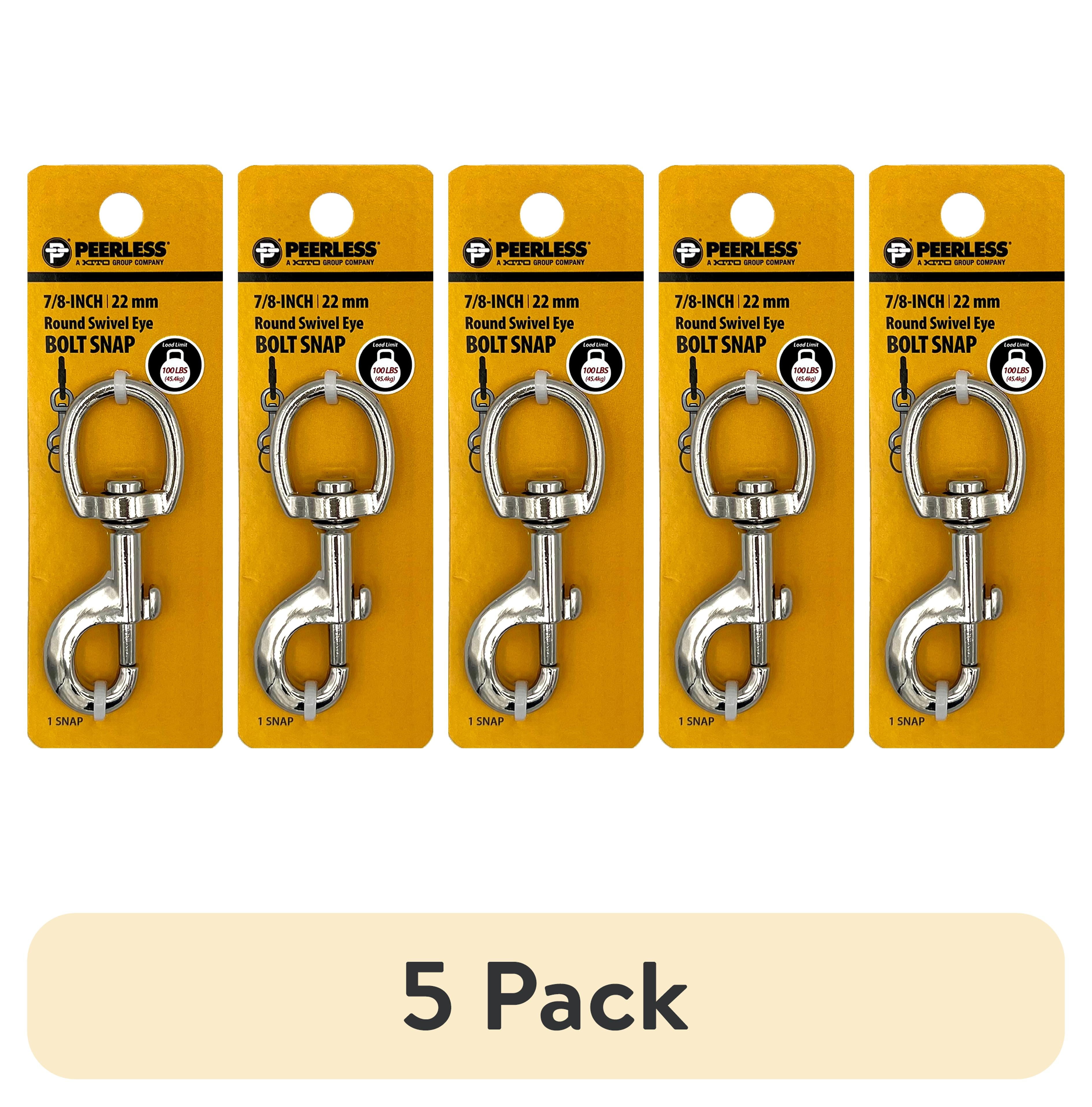 (5 pack) 7/8" Round Swivel Eye Bolt Snap, Zinc Plated, Peerless Chain ...