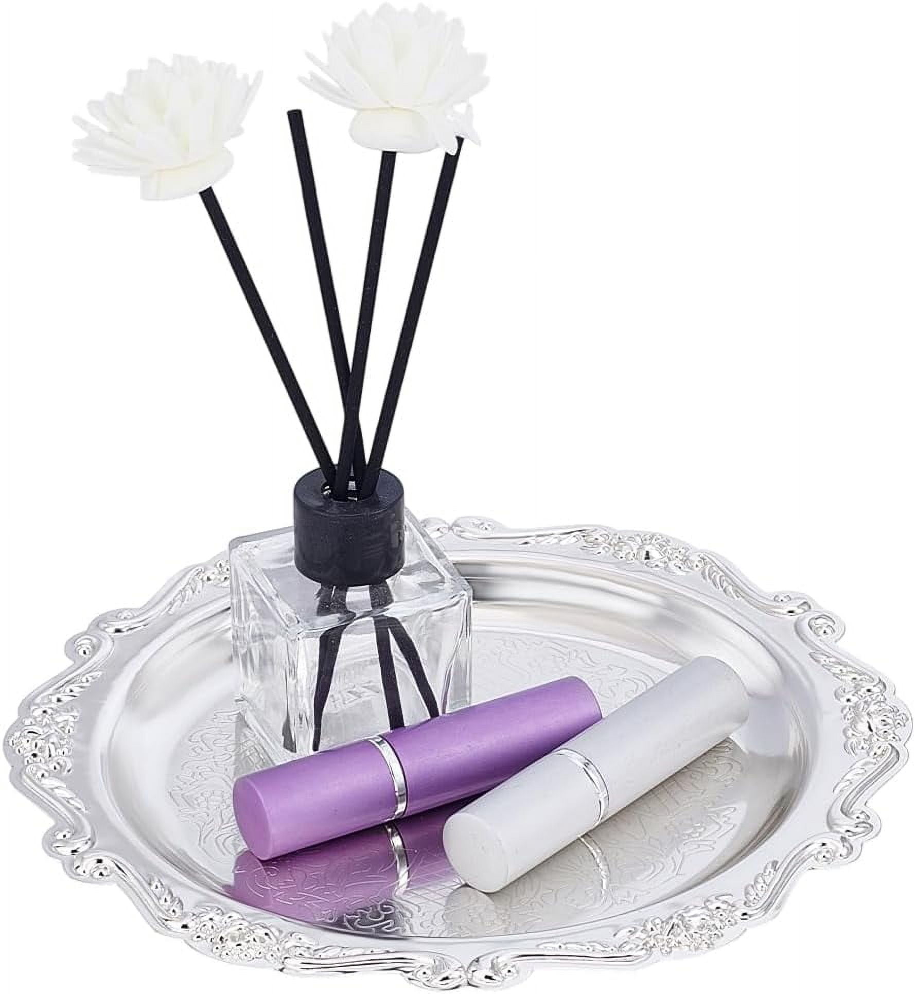 7.8" Silver Tray Jewellery Display Tray Serving Tray Decorative Round ...