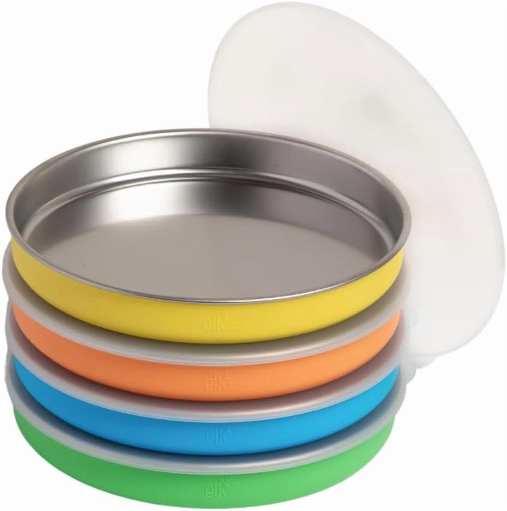 7.8” Stainless Steel Non Divided Plates with Silicone Sleeve + Storage ...