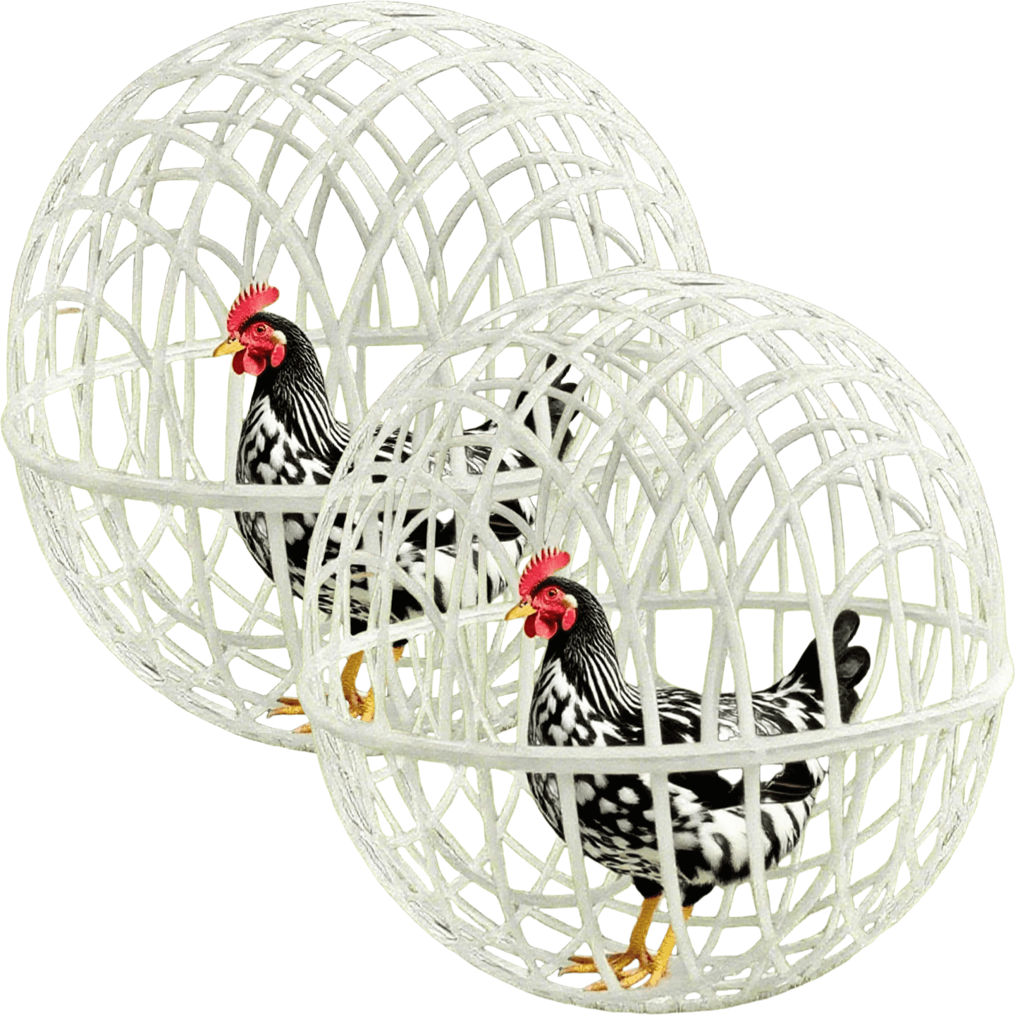7.8'' Thickening Ball-Shaped Chicken Cage, (Pack of 2) Movable Chicken ...