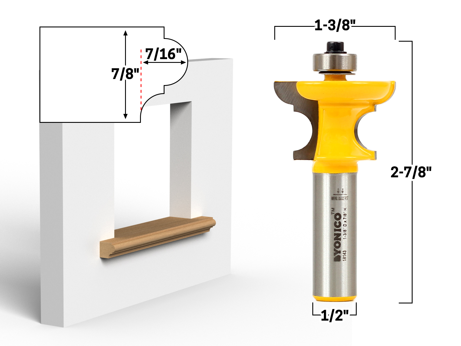 7/8" Window Sill Router Bit - 1/2" Shank - Yonico 18143 - Walmart.com