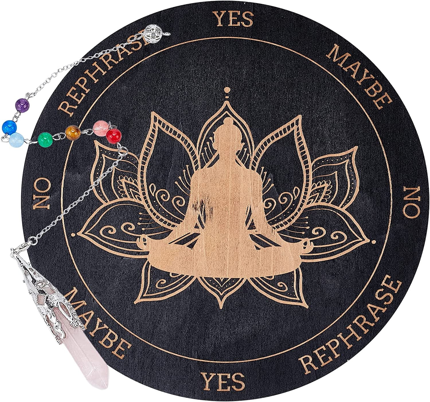 7 8 Witch Pendulum Board Wooden Dowsing Planchette With Rose Quartz