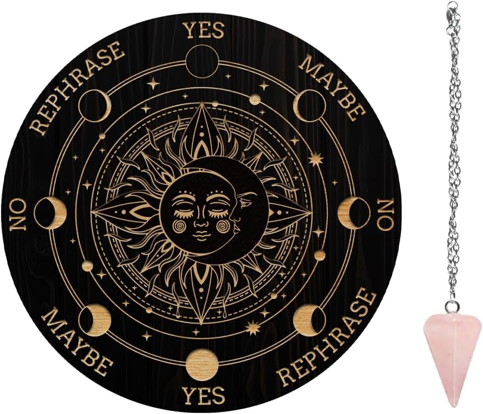 7 8 Witch Pendulum Board Wooden Dowsing Planchette With Rose Quartz