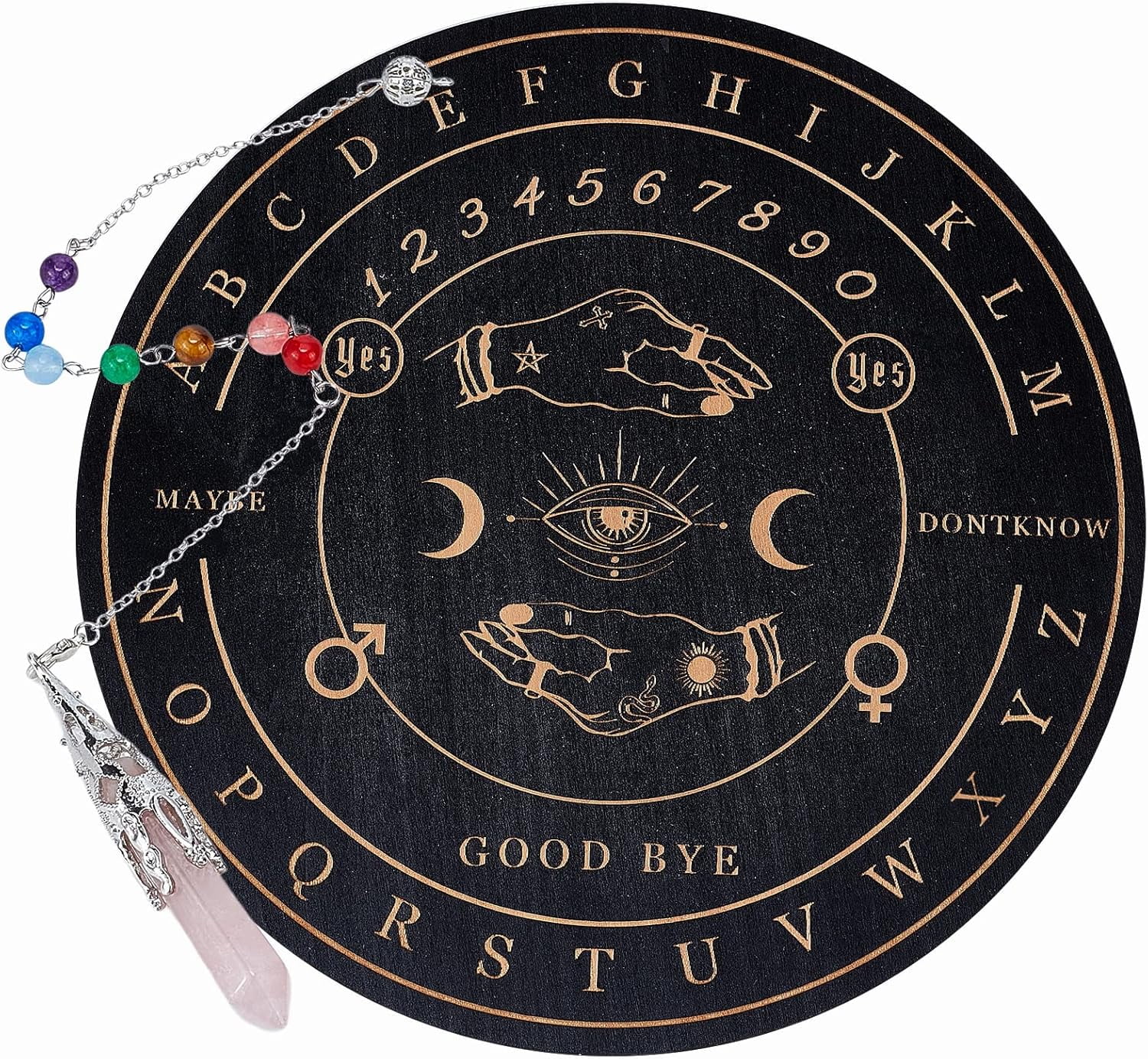 7.8" Witch Star Pendulum Board Wooden Dowsing Planchette with Rose ...