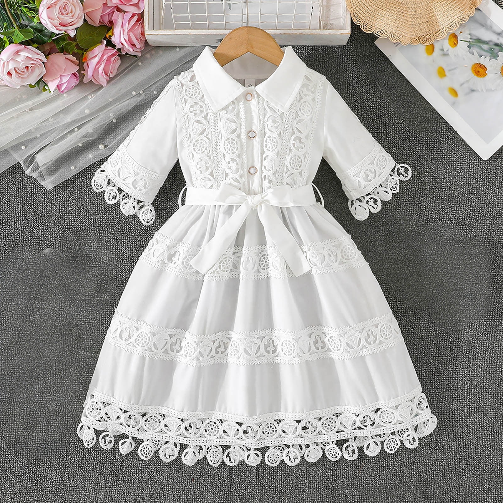 7-8 Years Girls Dress Short Sleeve A-Line Swing Dresses Kids Spring ...