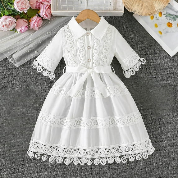 7-8 Years Girls Dress Short Sleeve A-Line Swing Dresses Kids Spring ...