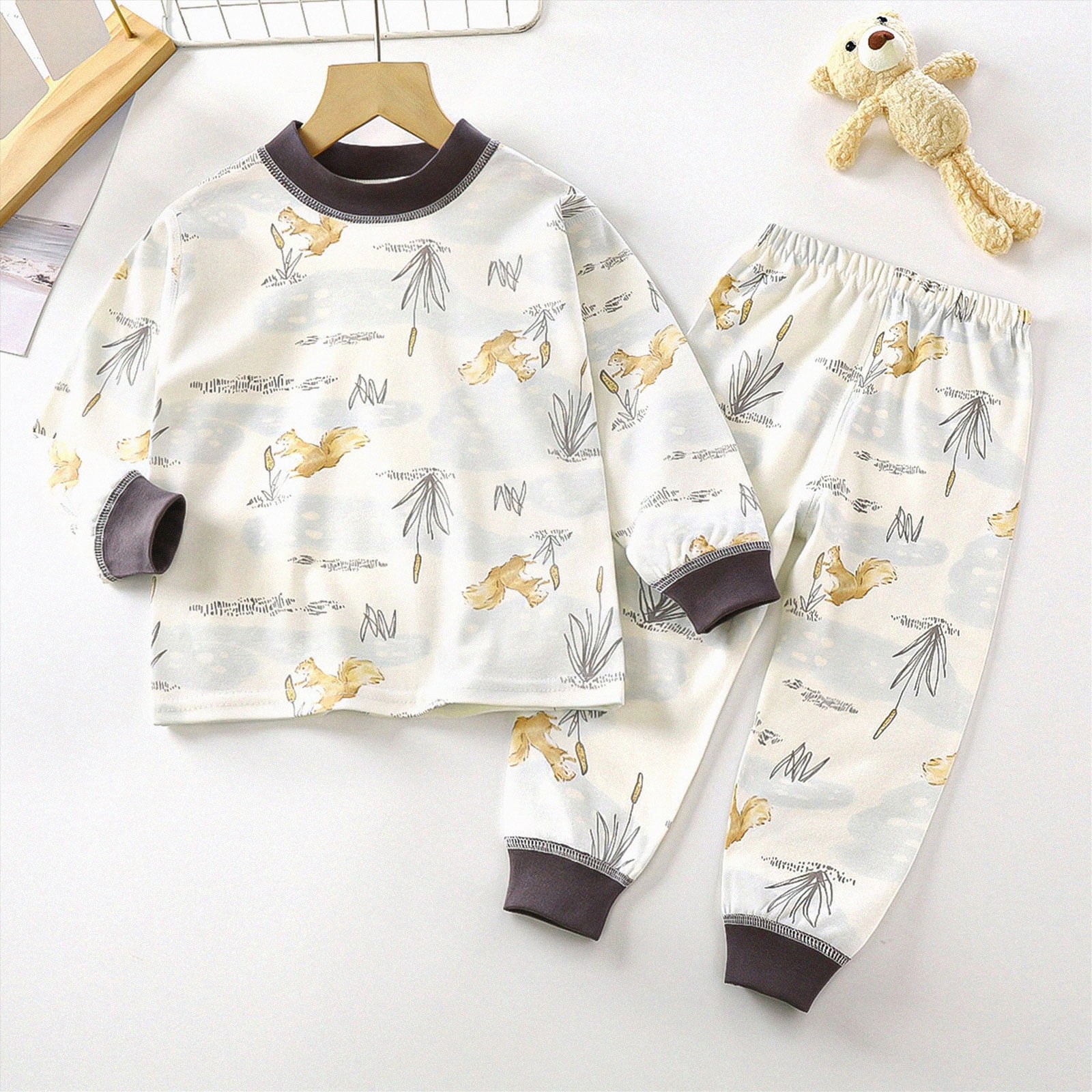 7-8 Years Girls Long Sleeve Pajama Set Toddler Baby Girl Fall Winter ...