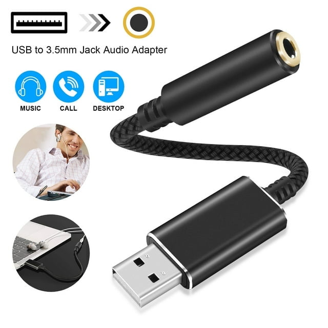 7.8 inches USB to 3.5mm Audio Jack Adapter, USB to AUX Audio Jack ...