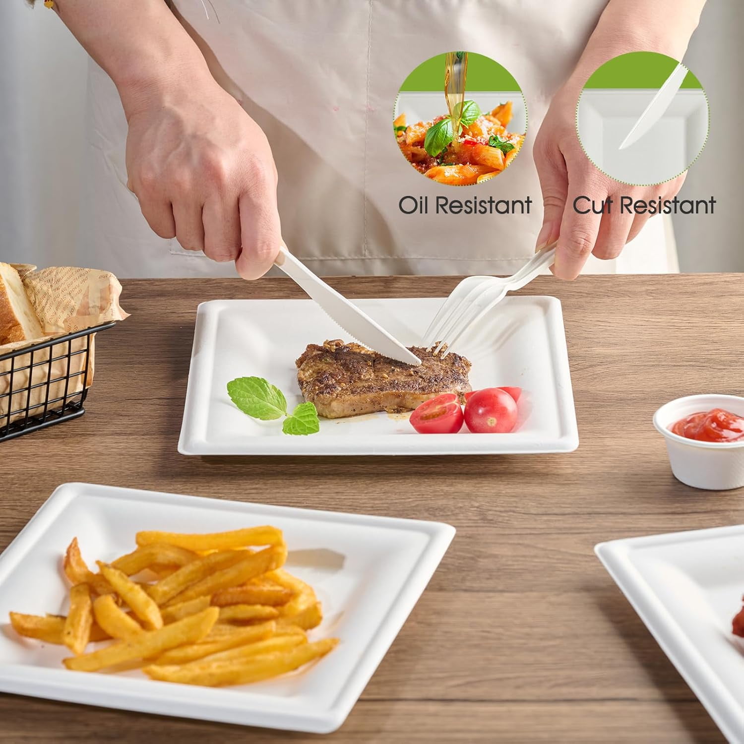 7.85 Inch Square Paper Plates, 300 Count Heavy Duty Paper Plates ...