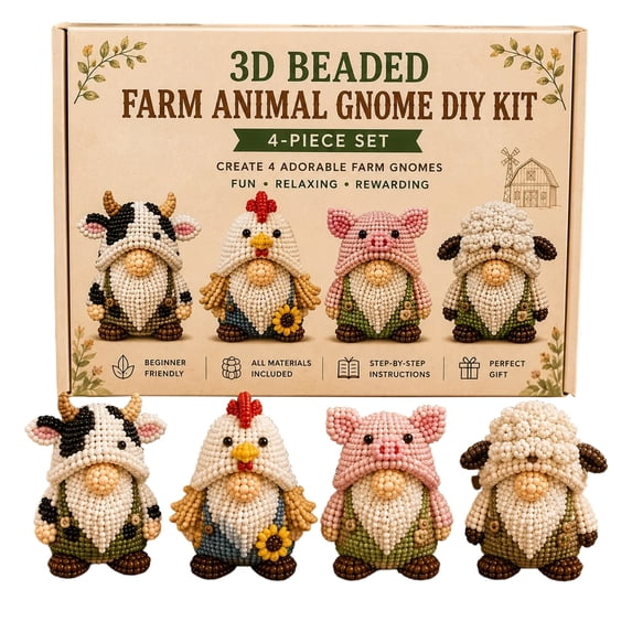 7.87×5.91×1.97In 3D Beaded Gnome DIY Kit Full Thread Needle Scissors ...
