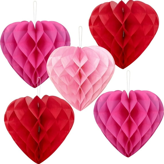 7.87 Inch Heart Honeycomb Party Decorations Heart Shaped Pom Poms Paper ...