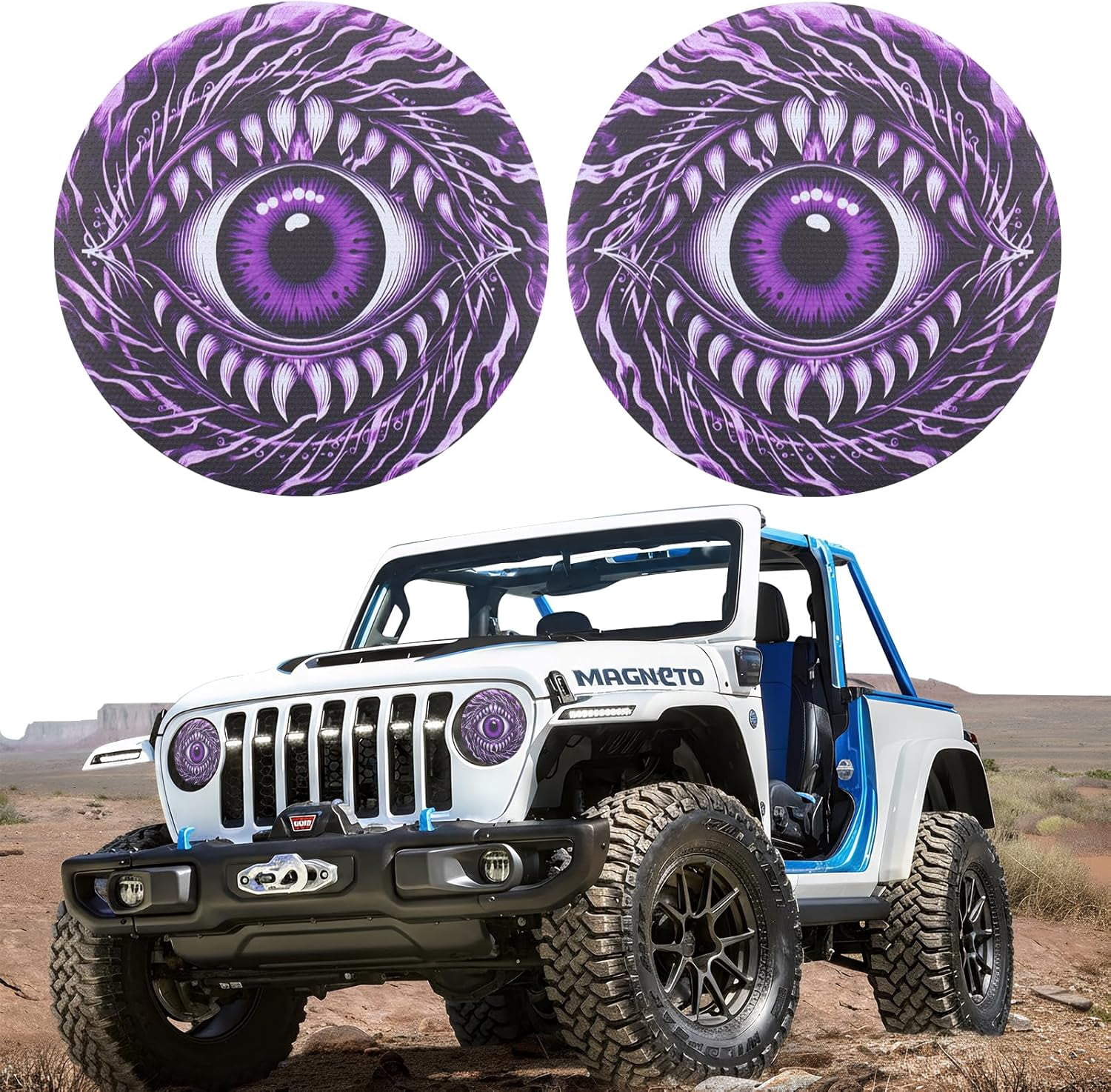 7.87 Inch Round Headlight Decals for Jeep Wrangler – Purple Evil Eye ...