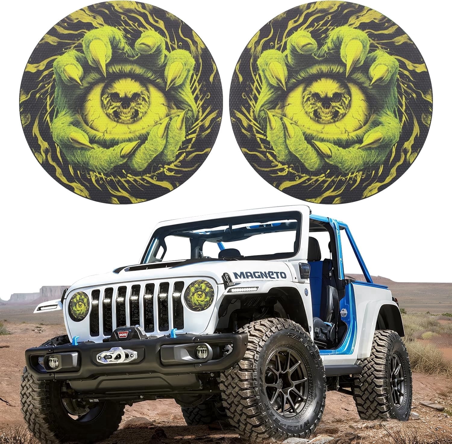 7.87 Inch Round Headlight Decals for Jeep Wrangler – Purple Evil Eye ...
