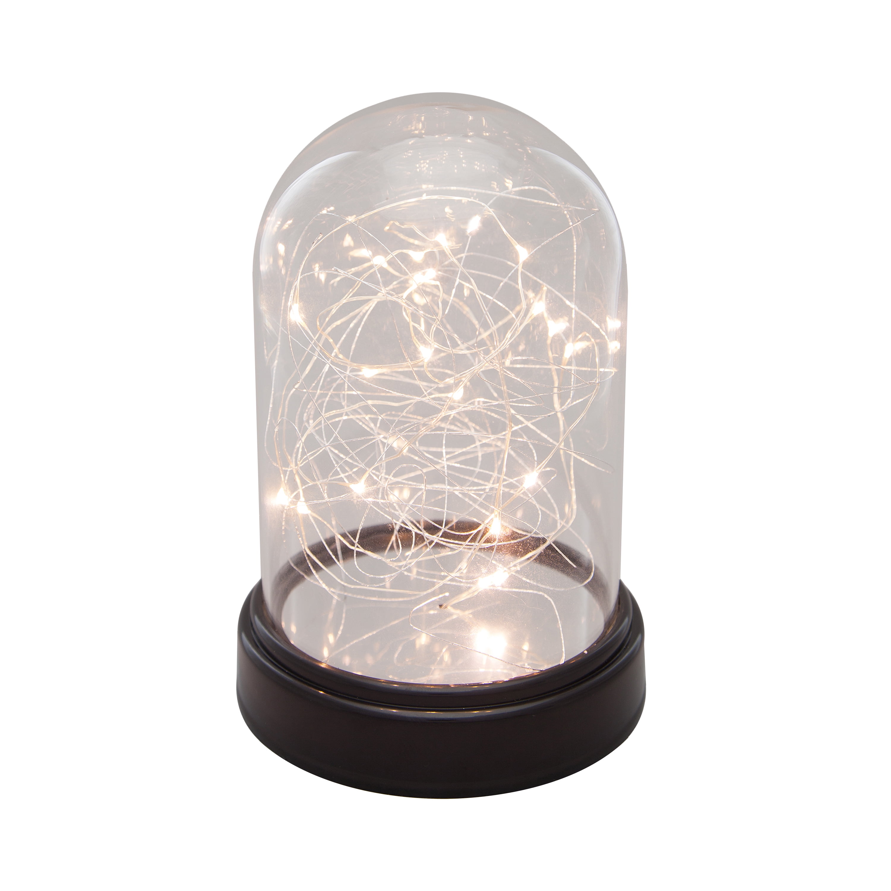 7.87-Inch Tall Clear Glass Cloche With A Warm White LED Light String ...