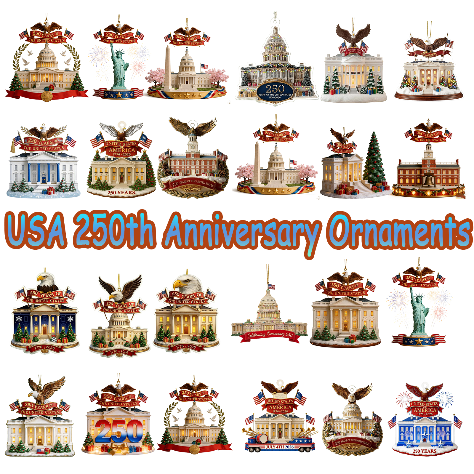 7.87 Inch US 250th Anniversary Merchandise Patriotic Bicentennial ...