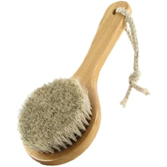 7.87” Short Handle Dry Bath Body Brush Scrubber, Wood Handle Soft ...