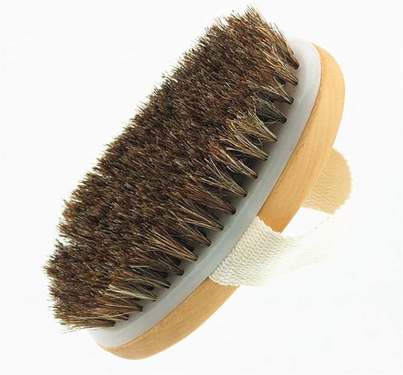 7.87” Short Handle Dry Bath Body Brush Scrubber, Wood Handle Soft ...