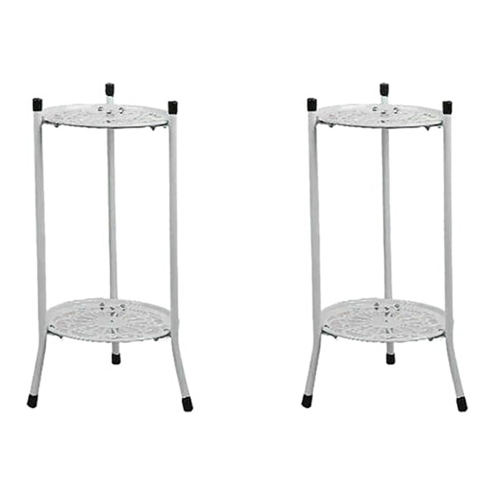 7.87'' x 2.95'' x 4.92'' 2-Tier White ABS Metal Shelf Potted Plant ...