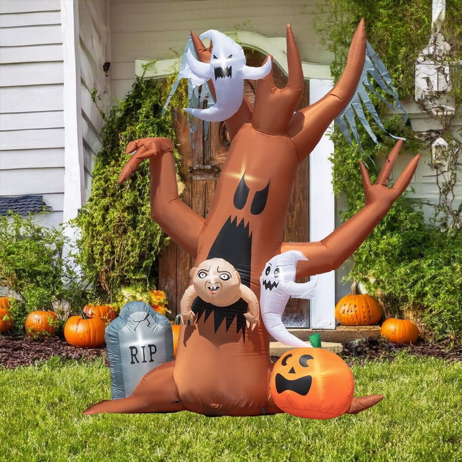 8FT Halloween Inflatables Decorations Inflatable Dead Tree Outdoor Decorations with LED Lights ...