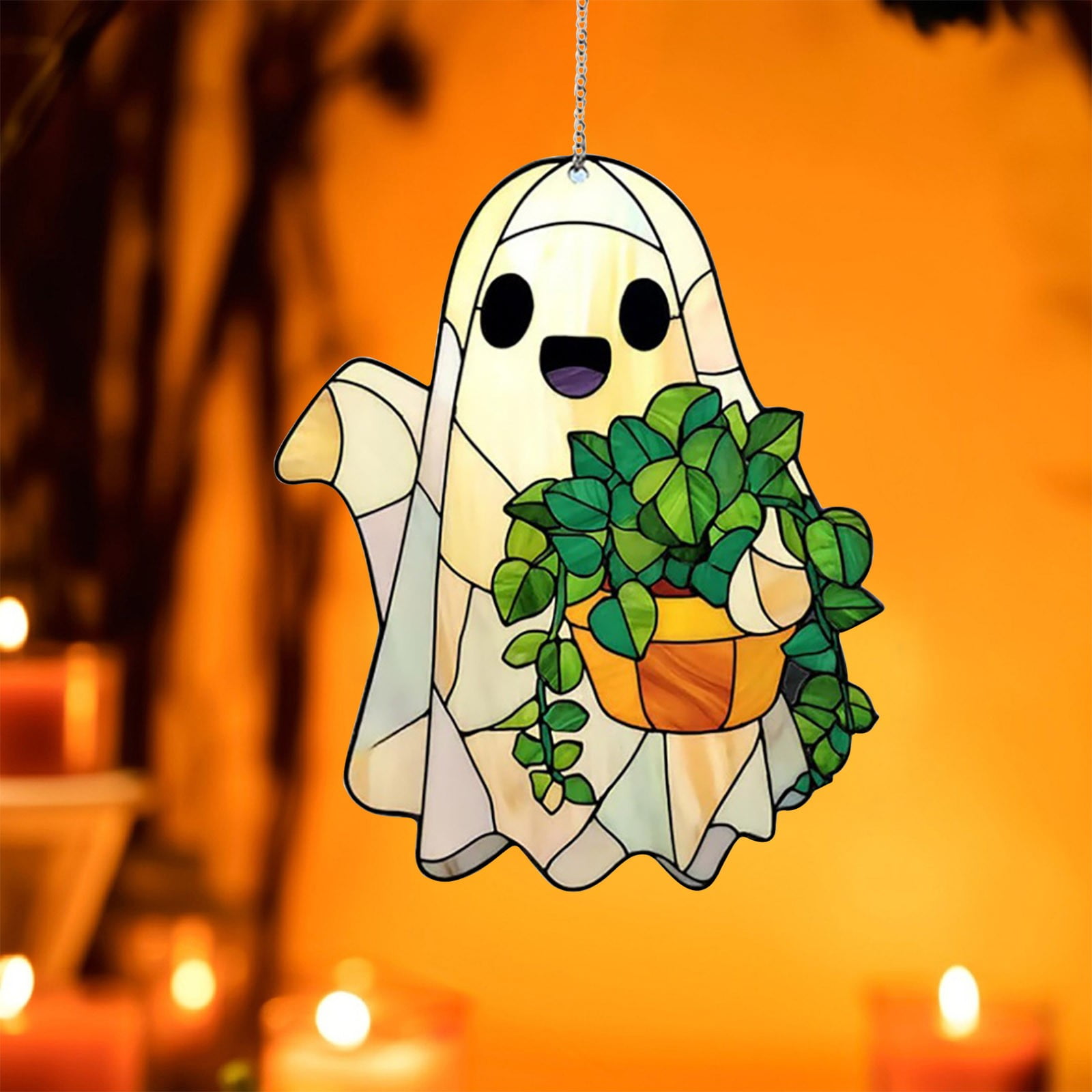 7.87Inch Cute Ghost Suncatcher Handcrafted Greenhouse Window Hanging ...