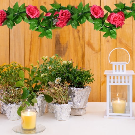 7.87ft Artificial Rose Flower Garland with Silk Floral Vines for ...