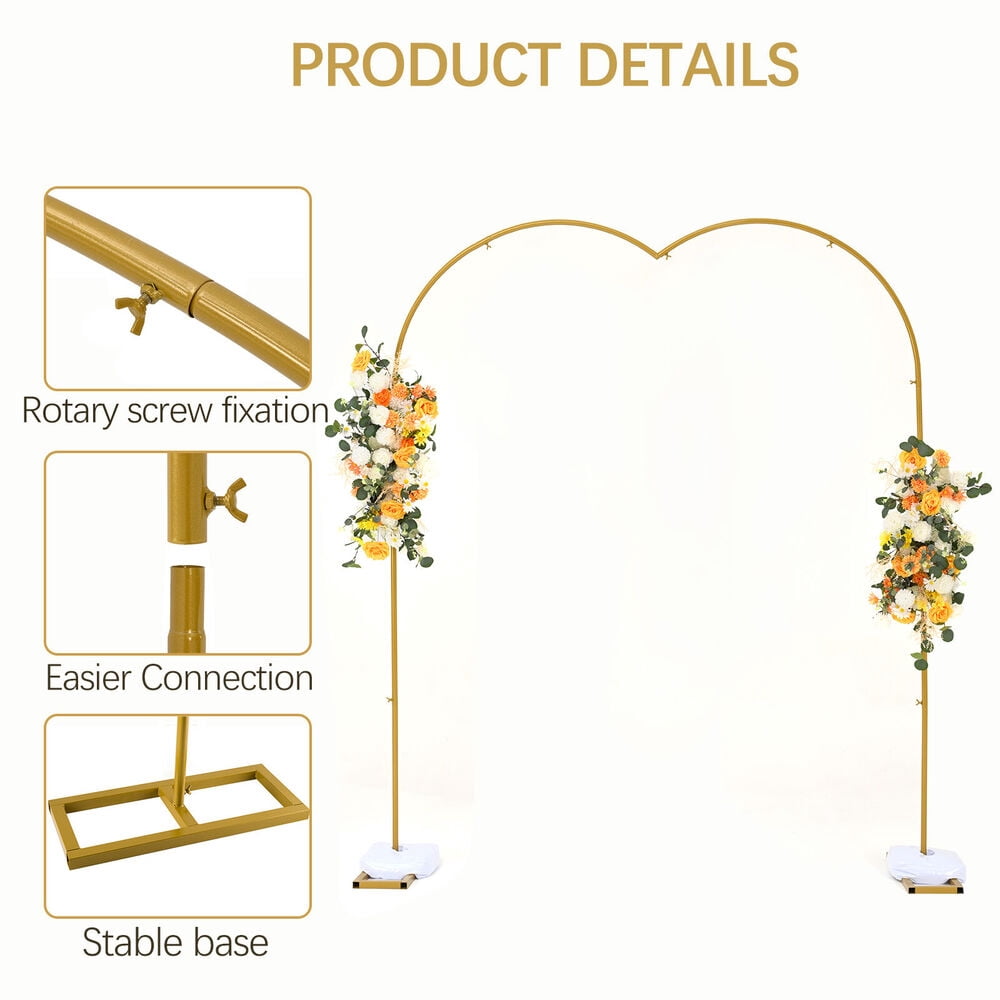 7.87ft Heart Arch Wedding Backdrop Stand Flower Heart Arch Stand for ...