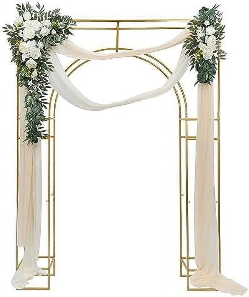 7.87ft Tall Double Arch Wedding Backdrop Stand, Gold Metal Open Arch ...