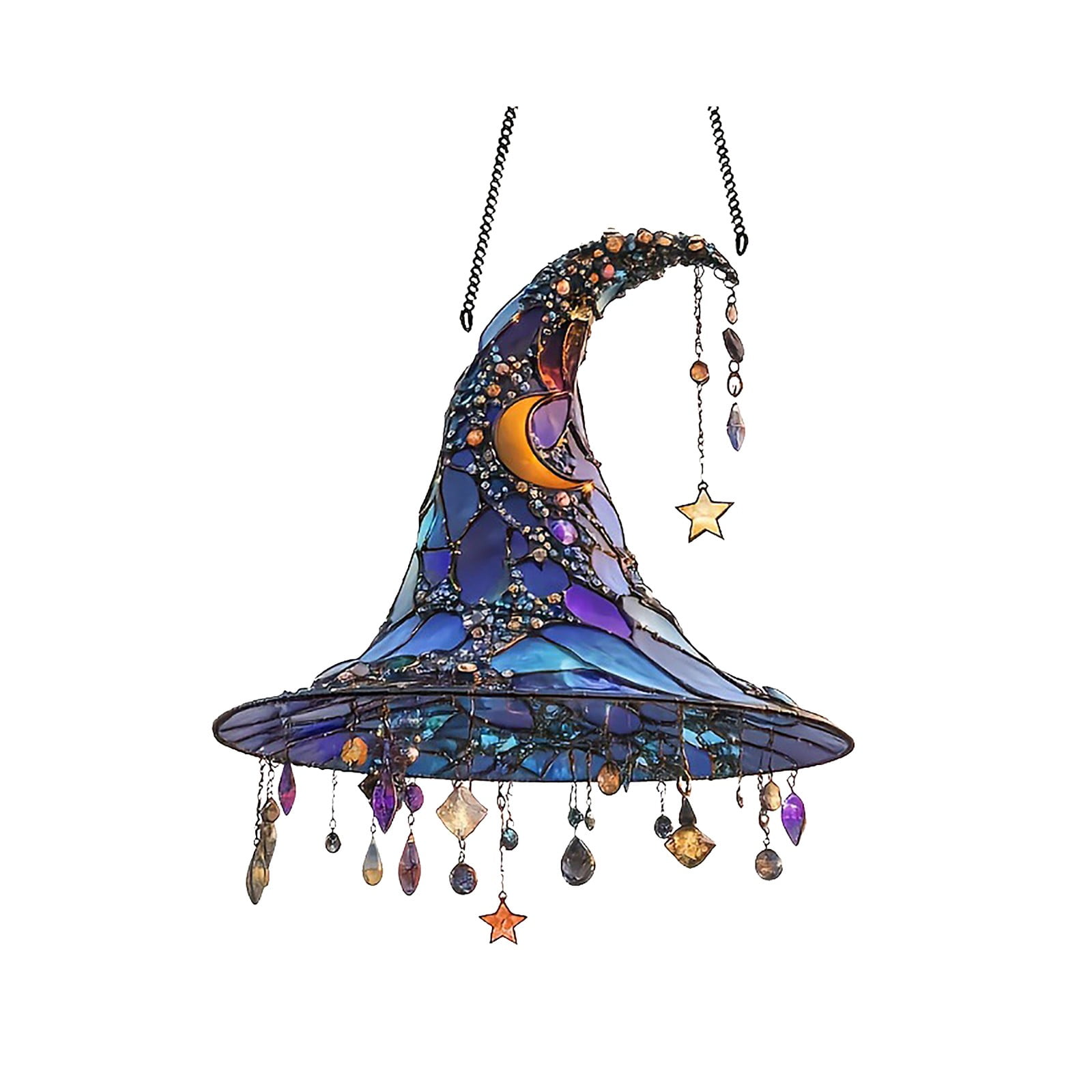 7.87x7.08 Inch Moonlight Witch Acrylic Stained Glass Window Hanging Sun ...