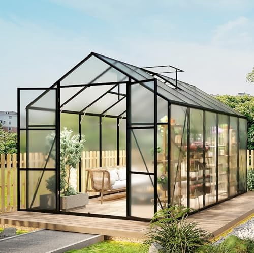 7.8FT High 8.2*12.2FT Greenhouse for Outdoors,Polycarbonate Greenhouse ...