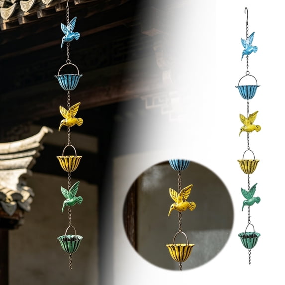 7.8Ft Rain Chains For Outside,Colorful Hummingbird Rain Chain For ...