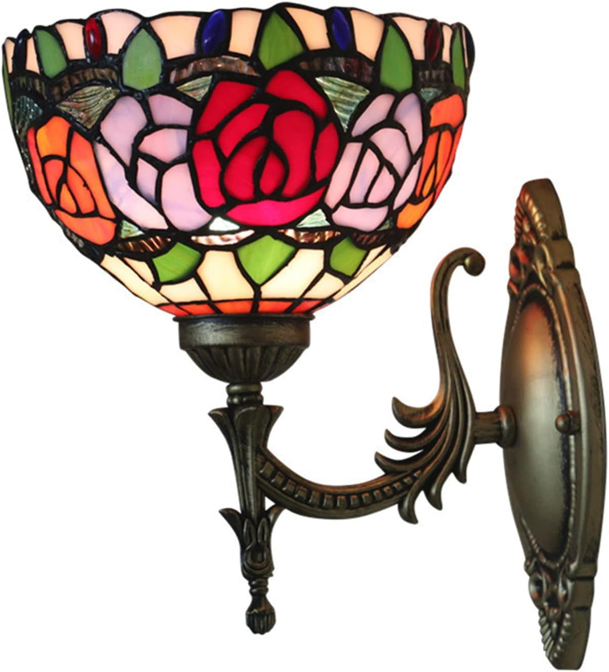 7.8Inch Tiffany Style Beautiful Rose Stained Glass Wall Sconces Lamp ...
